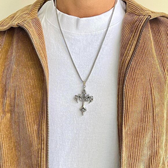 Accessories | Y2k Style Heavy Metal Punk Gothic Emo Cross Pendant Chain ...